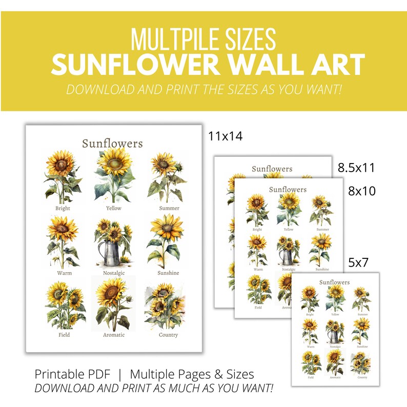 Sunflowers Printable Wall Art | Sunflower Posters | Kansas Sunflowers ...