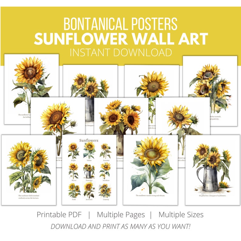 Sunflowers Printable Wall Art | Sunflower Posters | Kansas Sunflowers ...