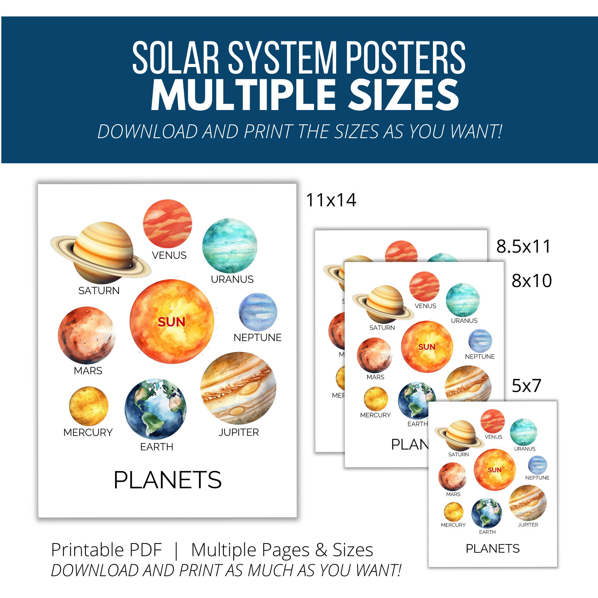 Printable Planet Posters BUNDLE | PDF | DIGITAL | Planets | Science ...