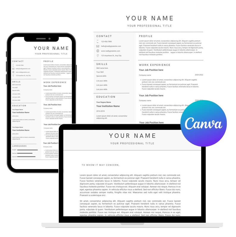 Minimalist Professional Resume Cover Letter Bundle Fully Editable in ...