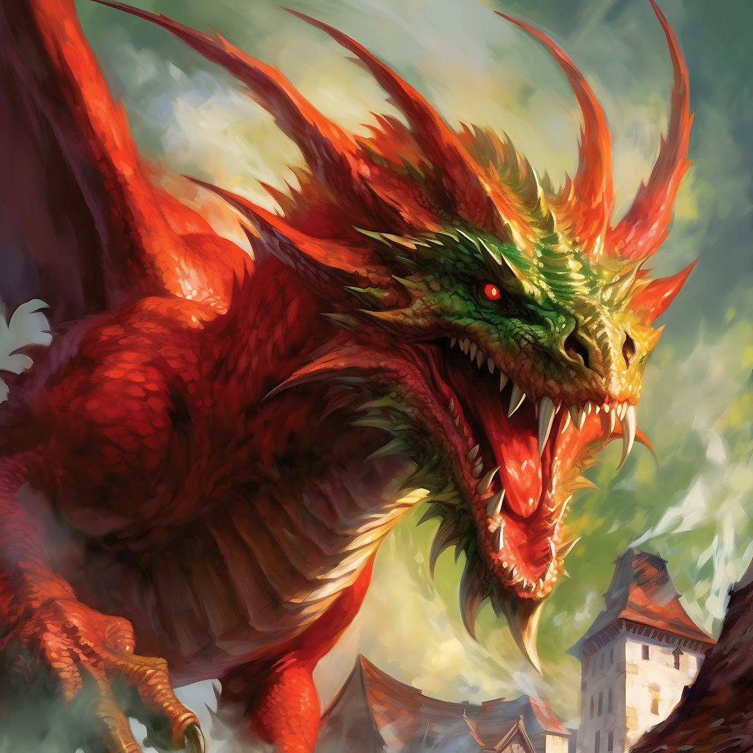 Red Dragon Package Digital Download Fantasy Wall Art Print Dragon ...