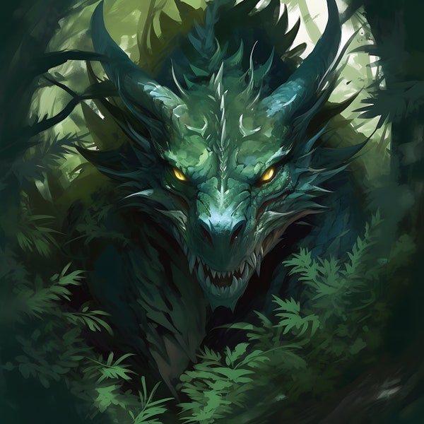 Green Dragon Poster - Etsy