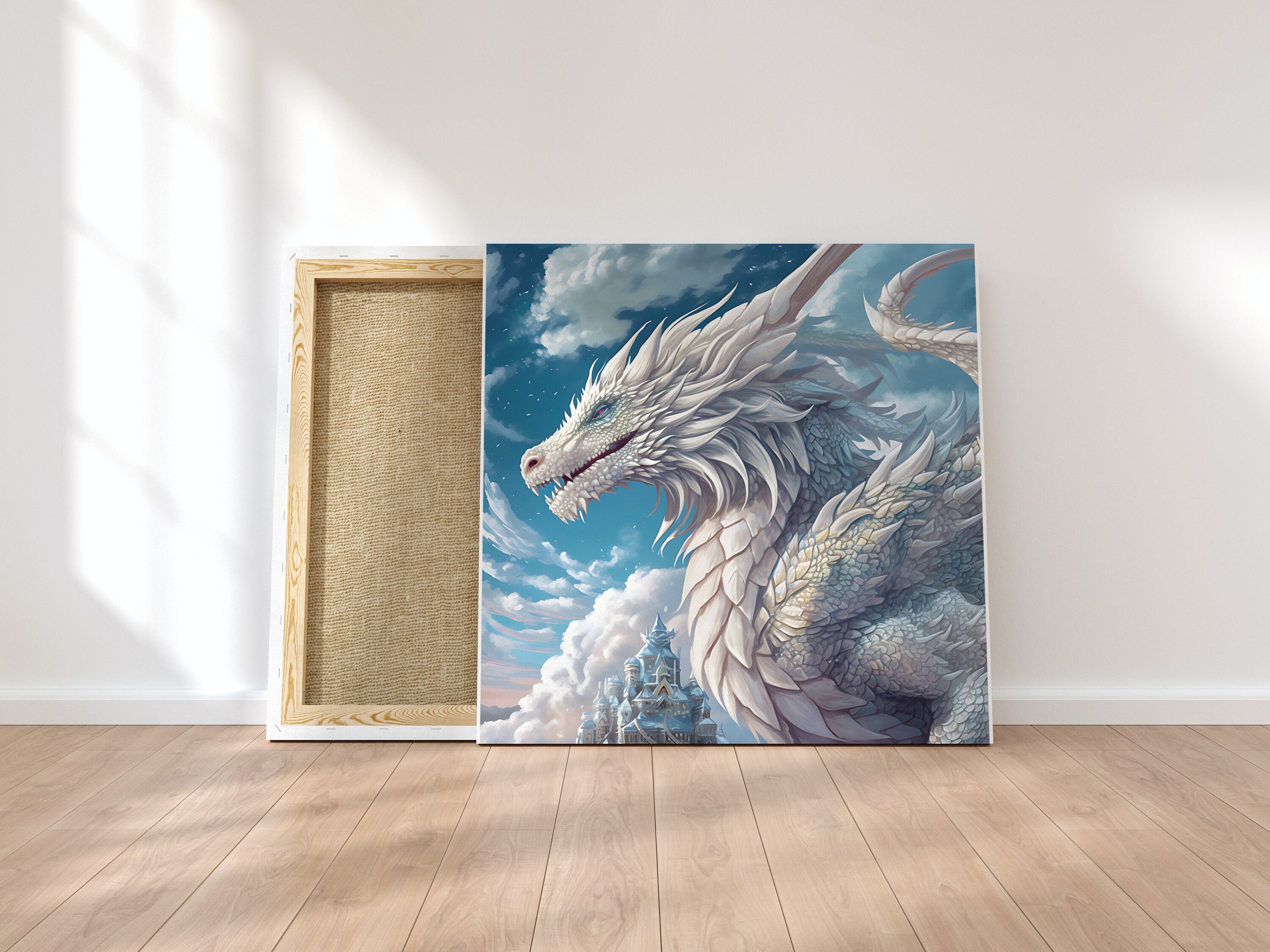 White Dragon Package Digital Download Fantasy Wall Art Print Dragon ...