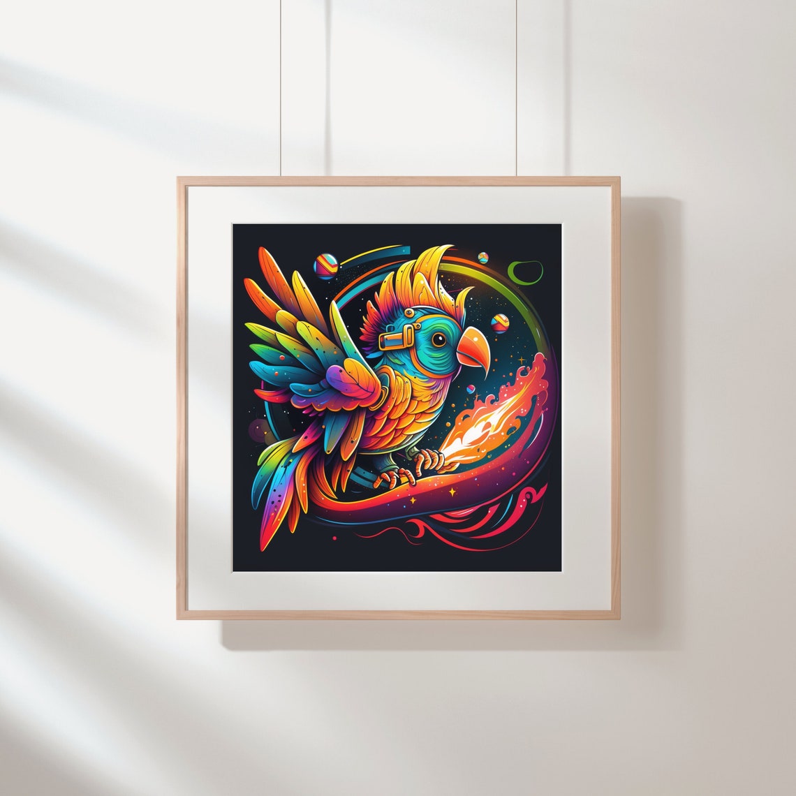 Psychedelic Space Parrot - Etsy