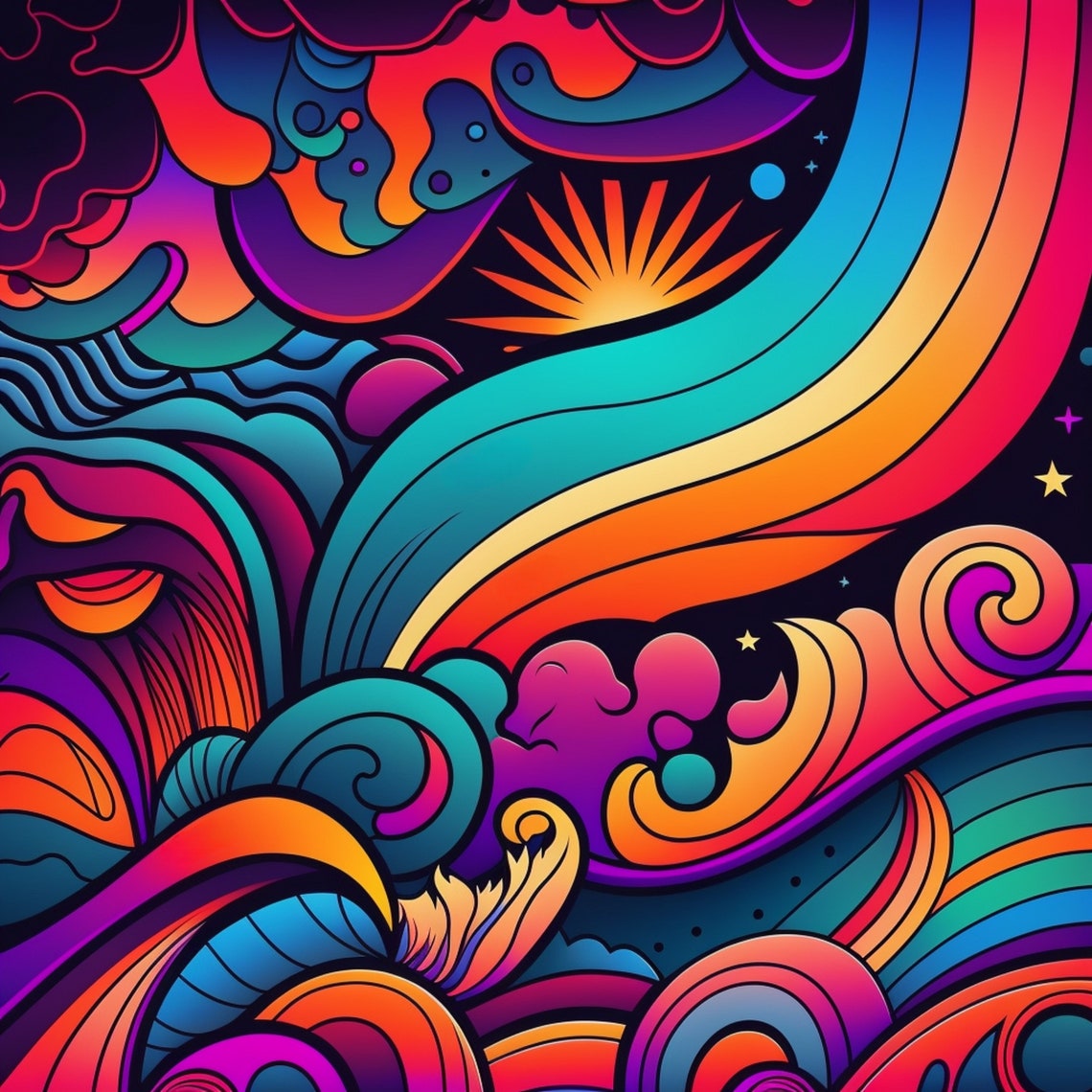 Psychedelic Sunset - Etsy
