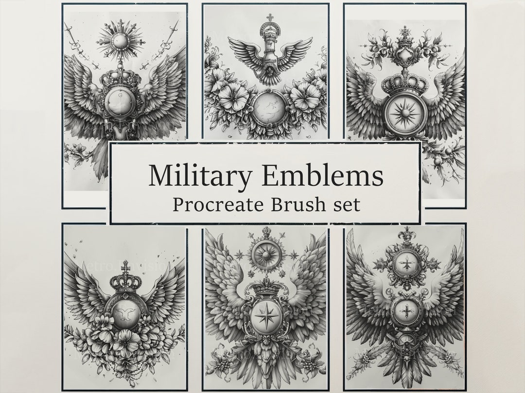 20+ Military Rank Emblems | Tattoo Style | Black and White | High ...