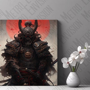 Oni in Traditional Shogun Armor - Digital Art Print - Red Moon ...