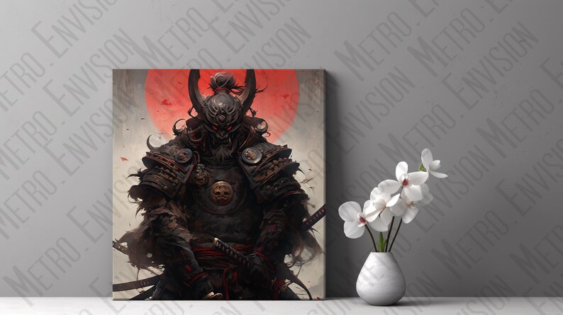 Oni in Traditional Shogun Armor - Digital Art Print - Red Moon ...