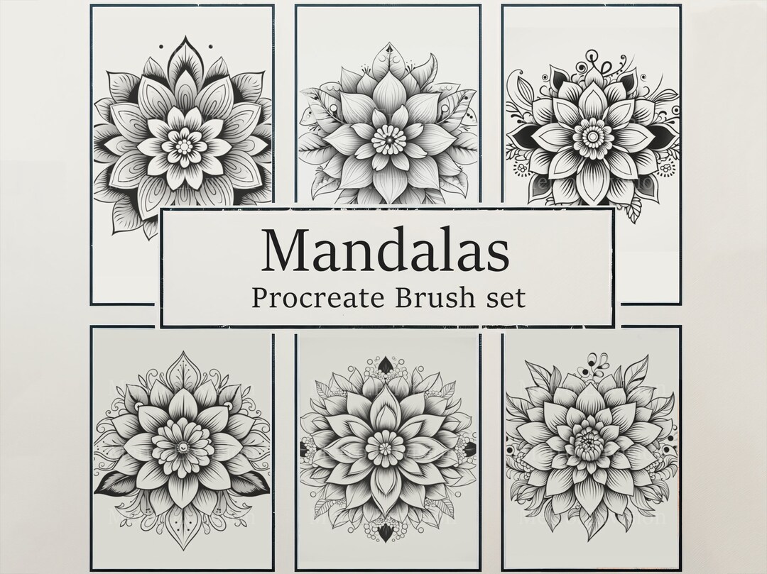 Charcoal Mandala Procreate Brush Set – Tattoo Design Stamp (ABR File ...