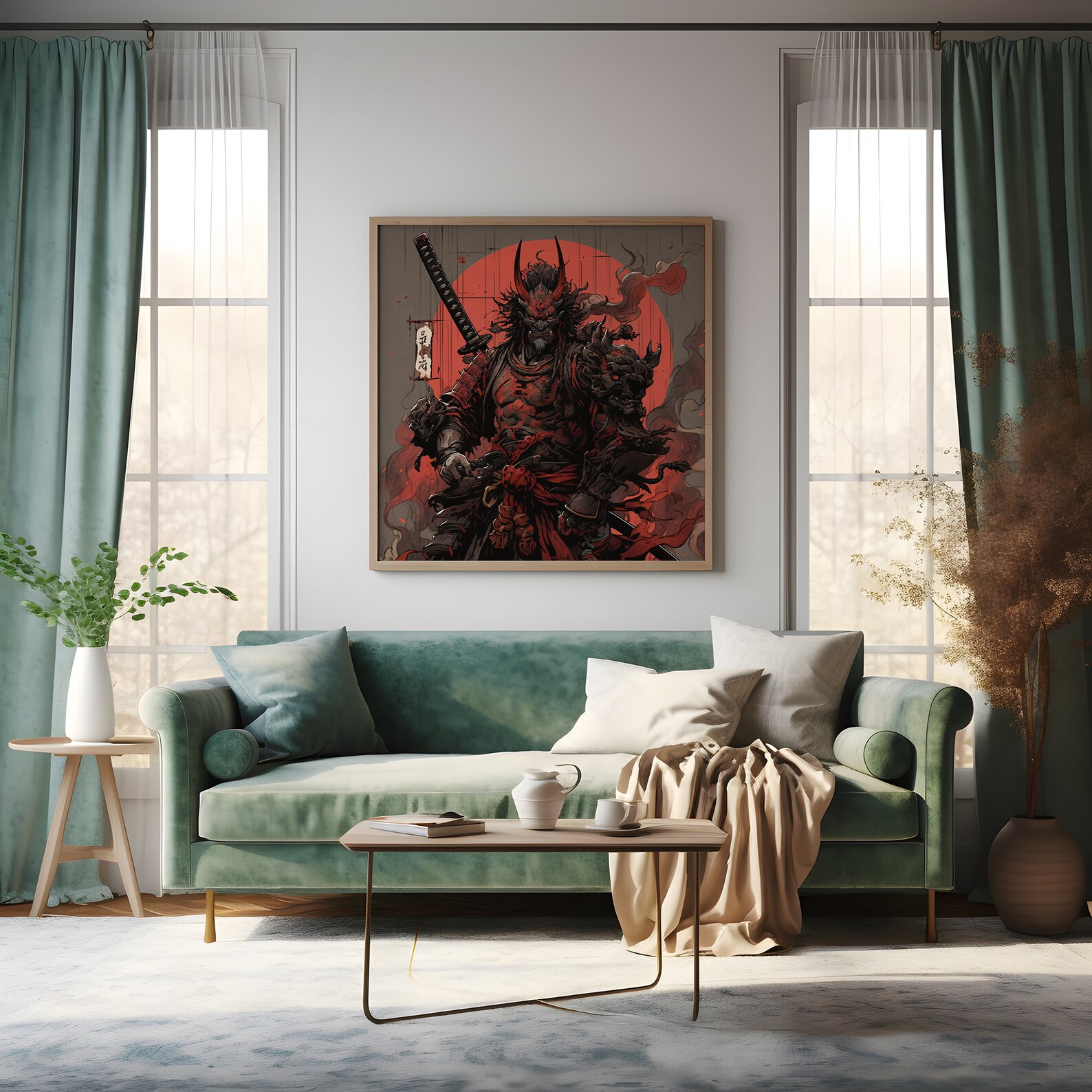 Apocalyptic Vision: Digital Samurai Character With Red and Black Armor ...