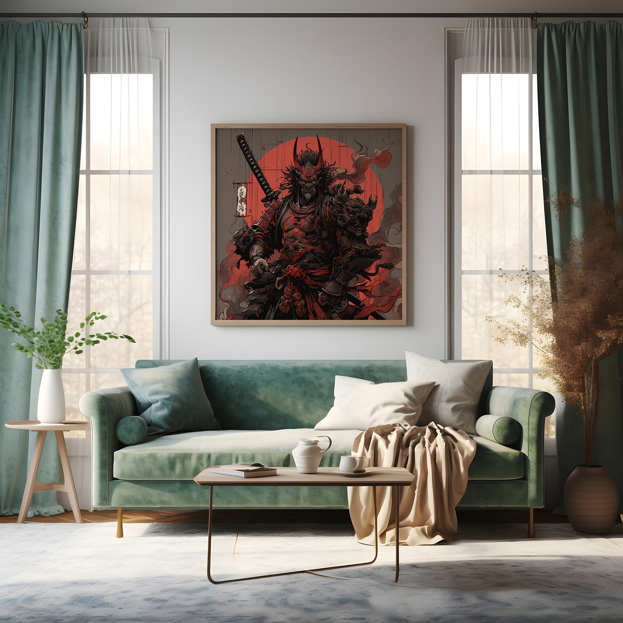 Apocalyptic Vision: Digital Samurai Character With Red and Black Armor - Etsy