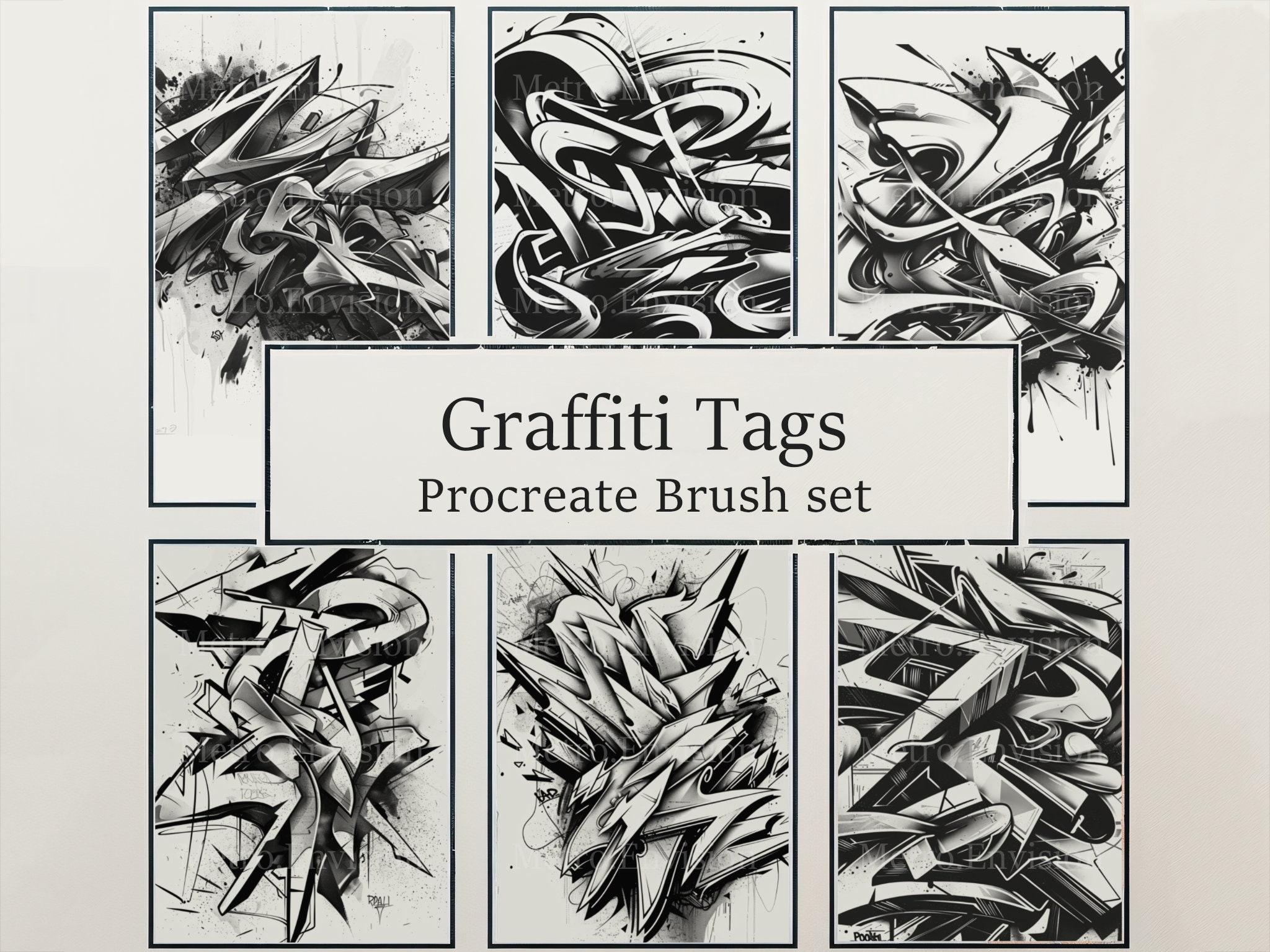 20 Graffiti Tags - Procreate Digital Stamp Brush Set | Neo Traditional ...