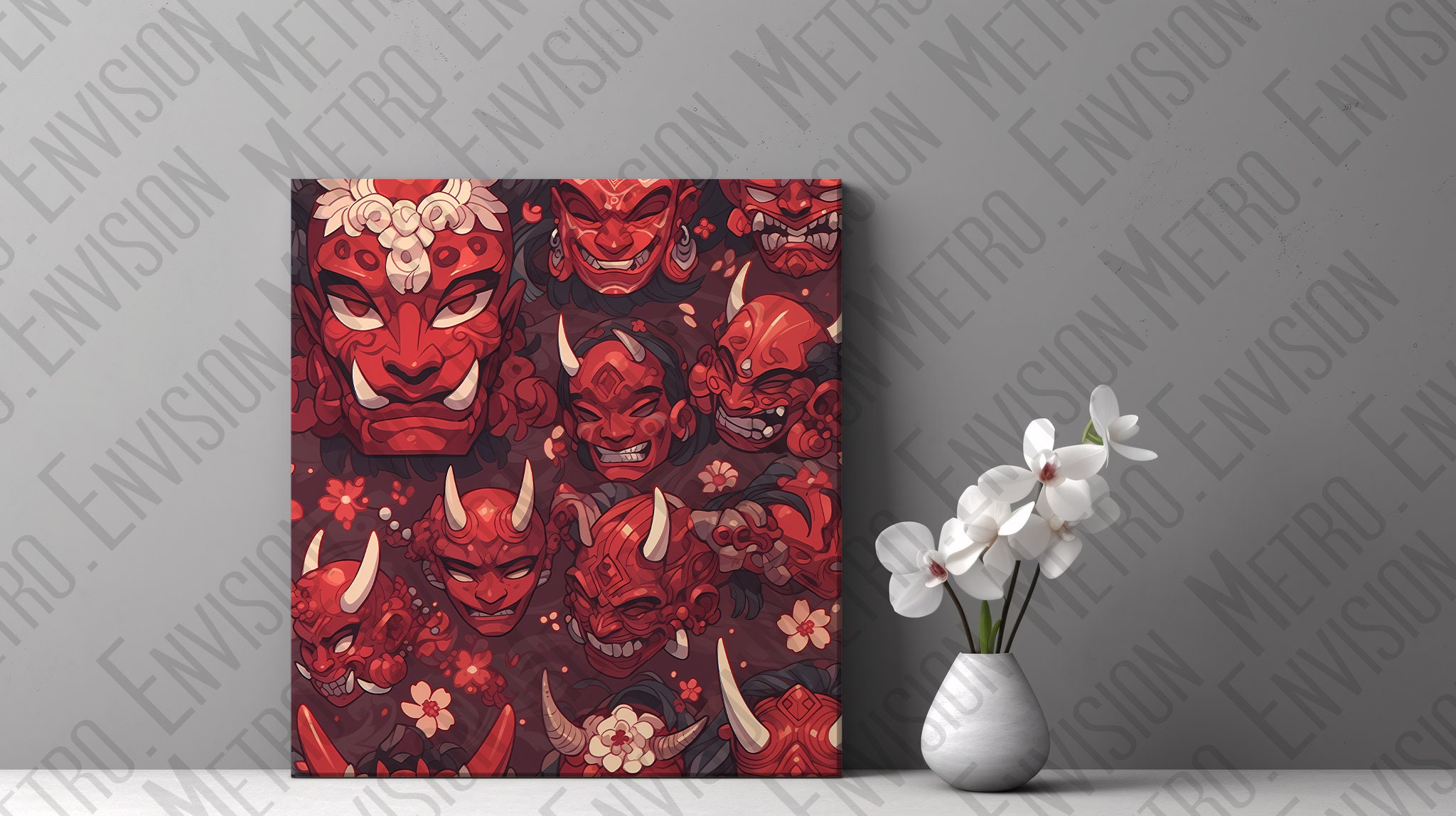 Joyful Demon Mask Digital Paper – Japanese Tile Pattern (PDF & JPG) - Etsy