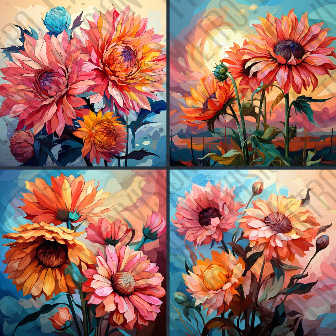 Fauvism Sunflowers Clipart | Colorful Floral PNG (digital Download) - Etsy