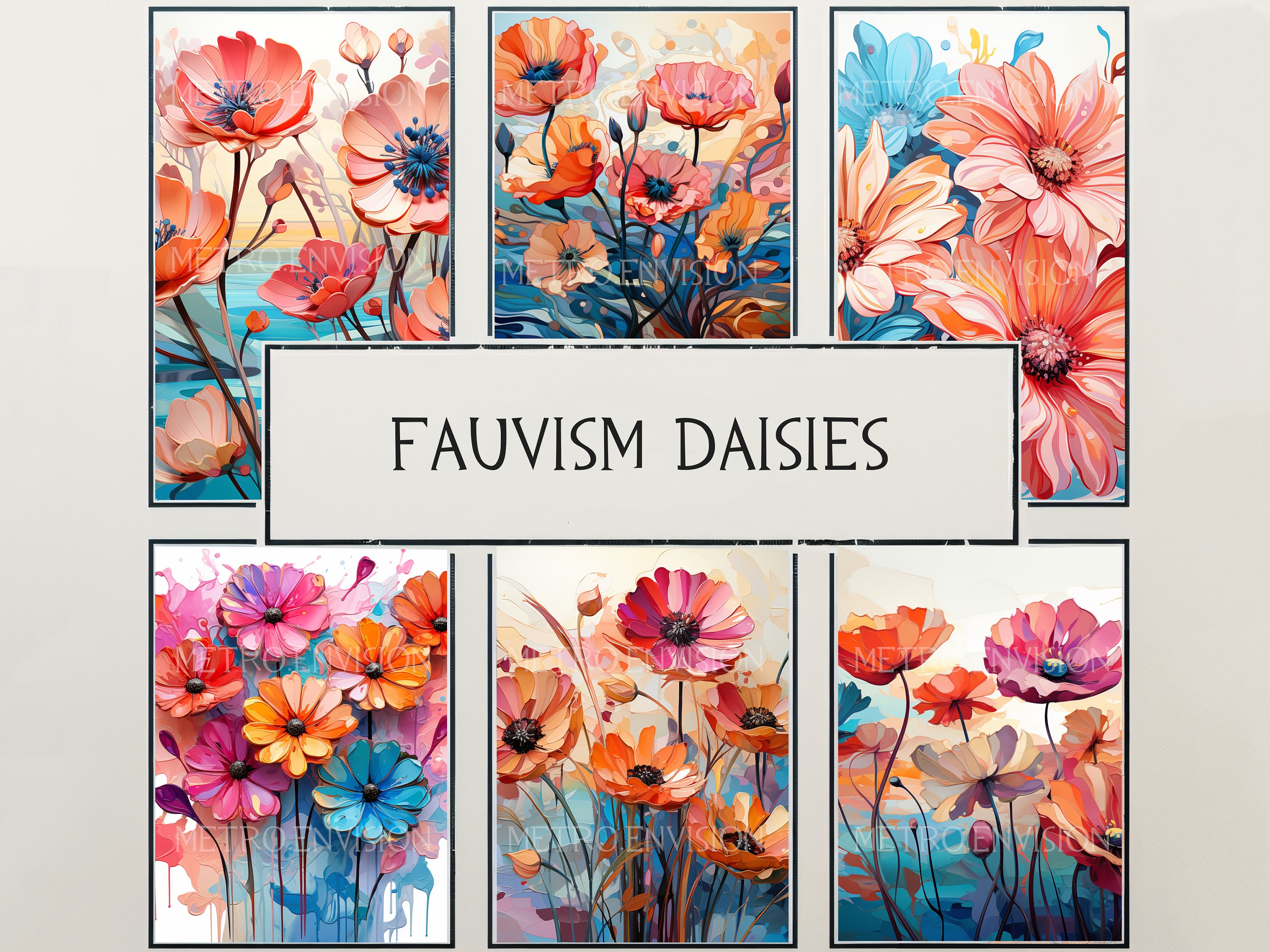 Fauvism Daisy Clipart | Pink, Coral, Peach Floral PNG (digital Download ...