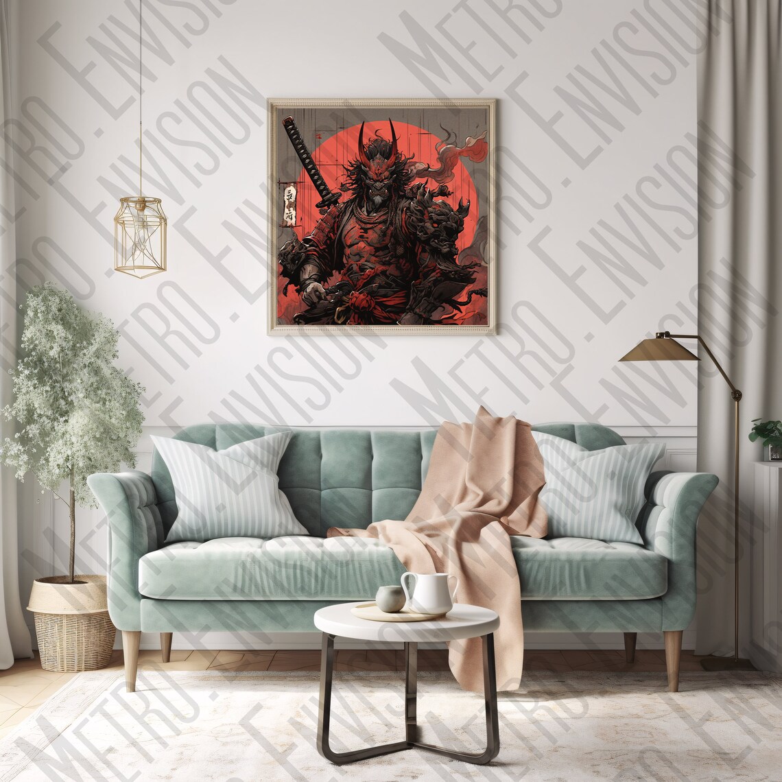 Apocalyptic Vision: Digital Samurai Character With Red and Black Armor - Etsy