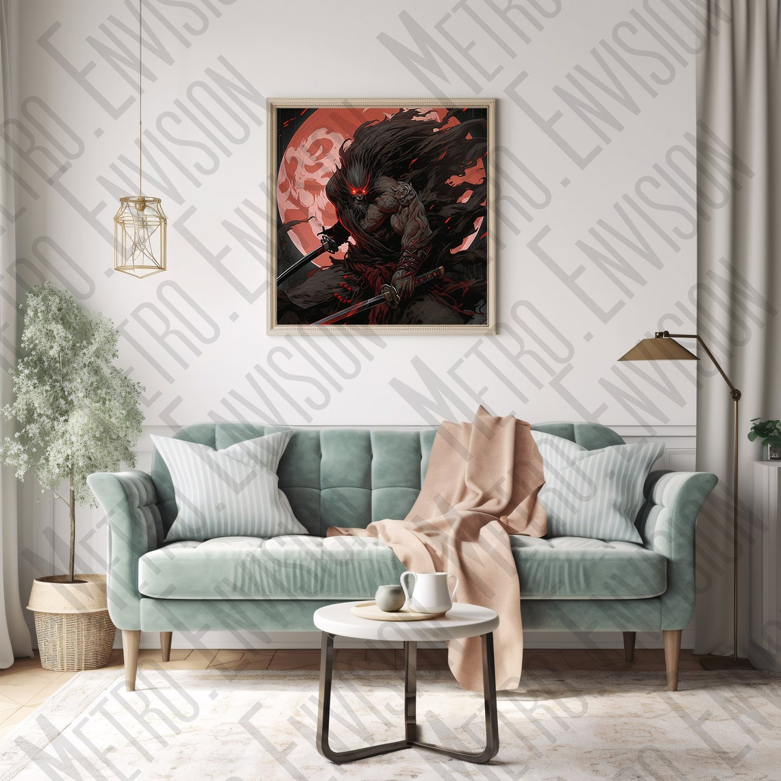 Gritty Horror Comics: Samurai With Sword and Mask in Front of - Etsy