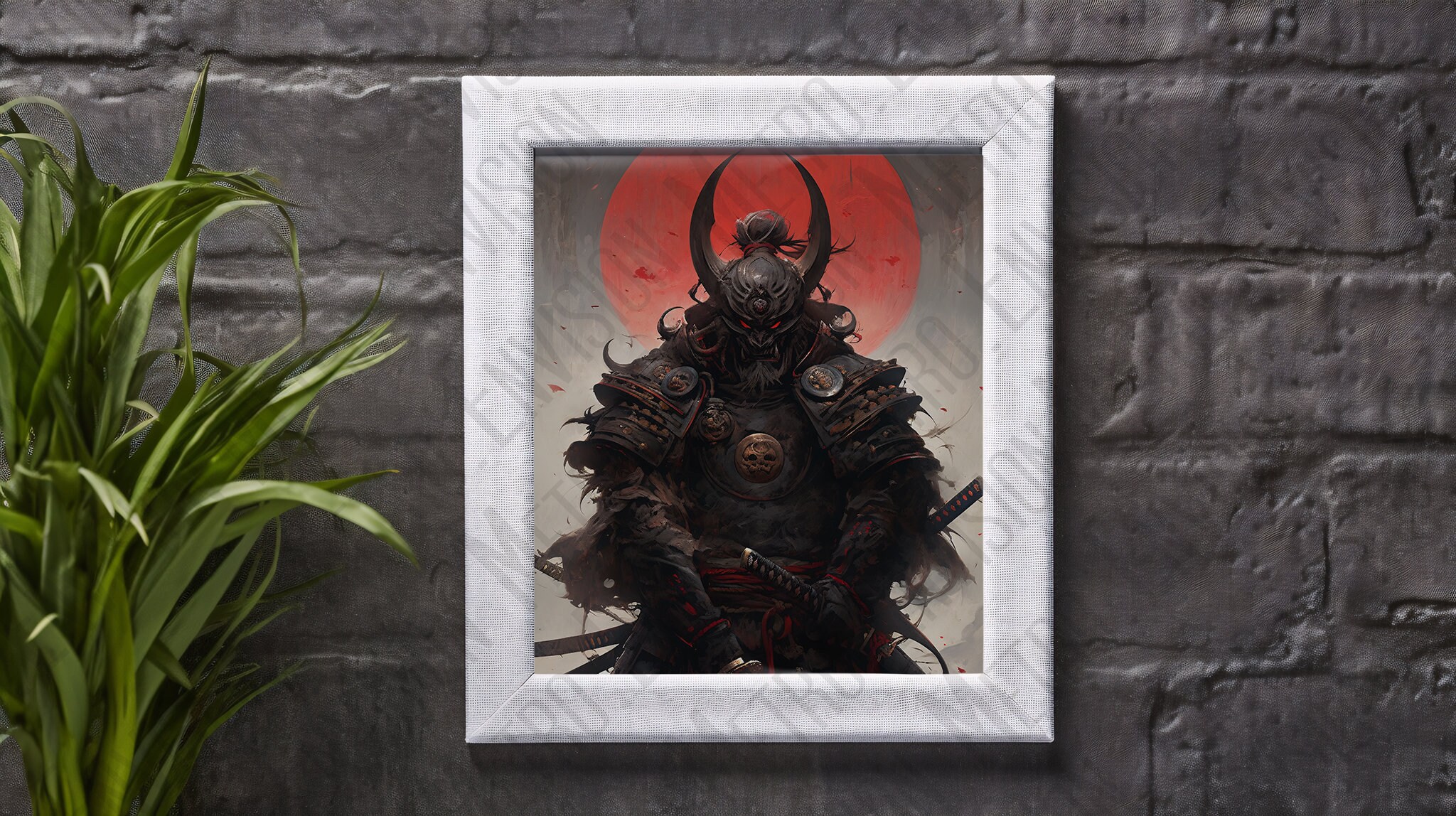 Oni in Traditional Shogun Armor - Digital Art Print - Red Moon ...