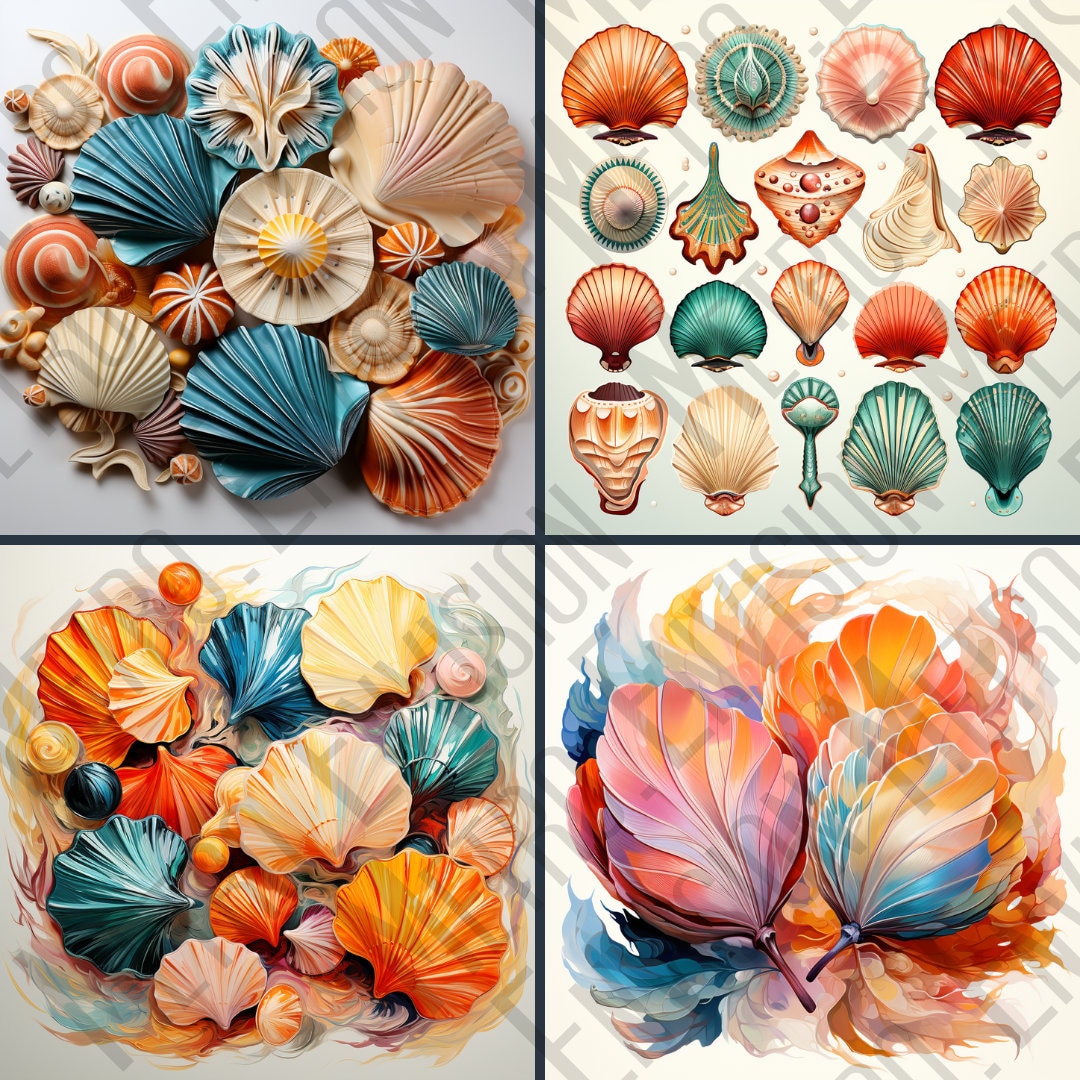 Fauvism Seashells Clipart | Vibrant Colors, PNG (digital Download) - Etsy