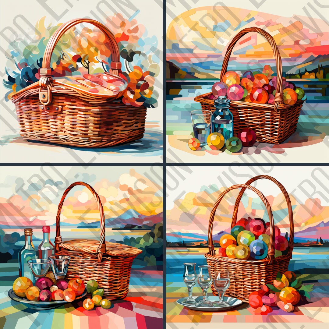 Fauvism Picnic Basket Cliparts | Colorful PNG (digital Download) - Etsy