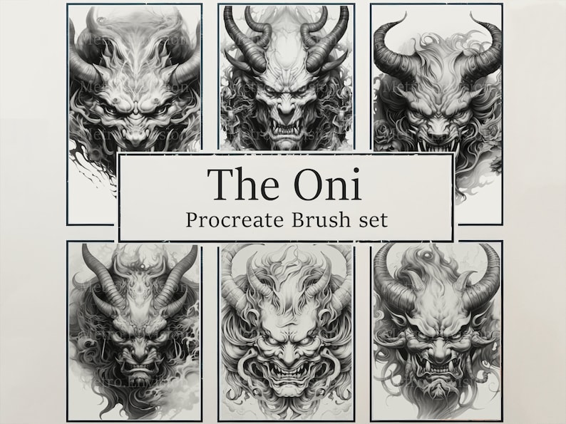 20 Oni Figure Procreate Stamp Brushes | Realistic Charcoal Drawing ...