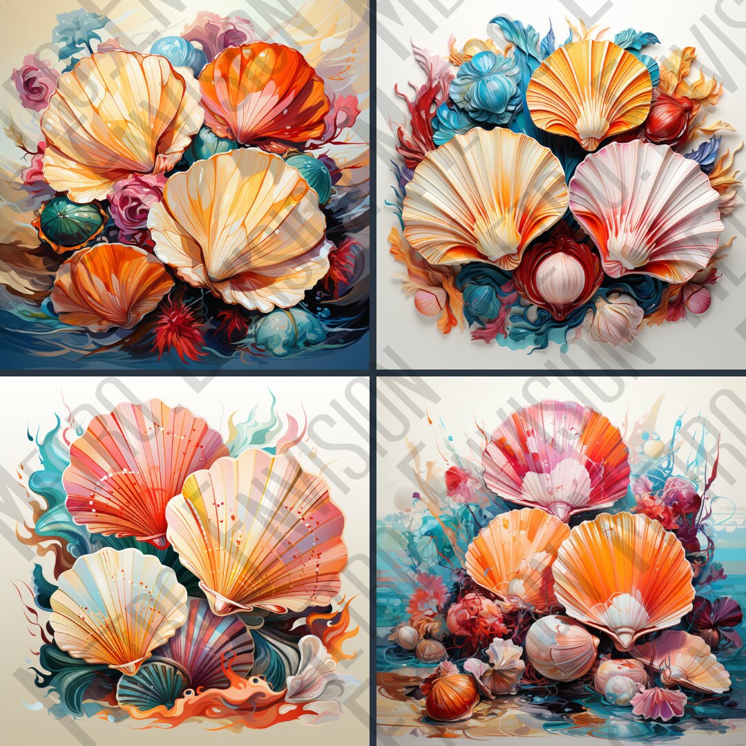 Fauvism Seashells Clipart | Vibrant Colors, PNG (digital Download) - Etsy