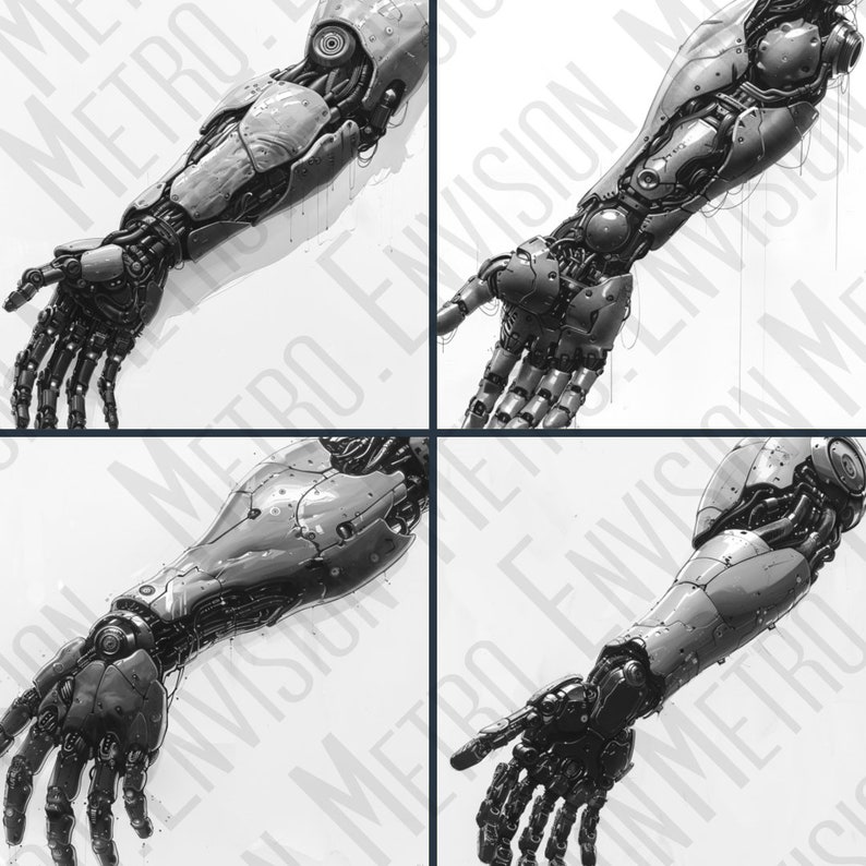 20 Mechanical Arms Procreate Stamp Brush Set | Charcoal Art | Tattoo ...