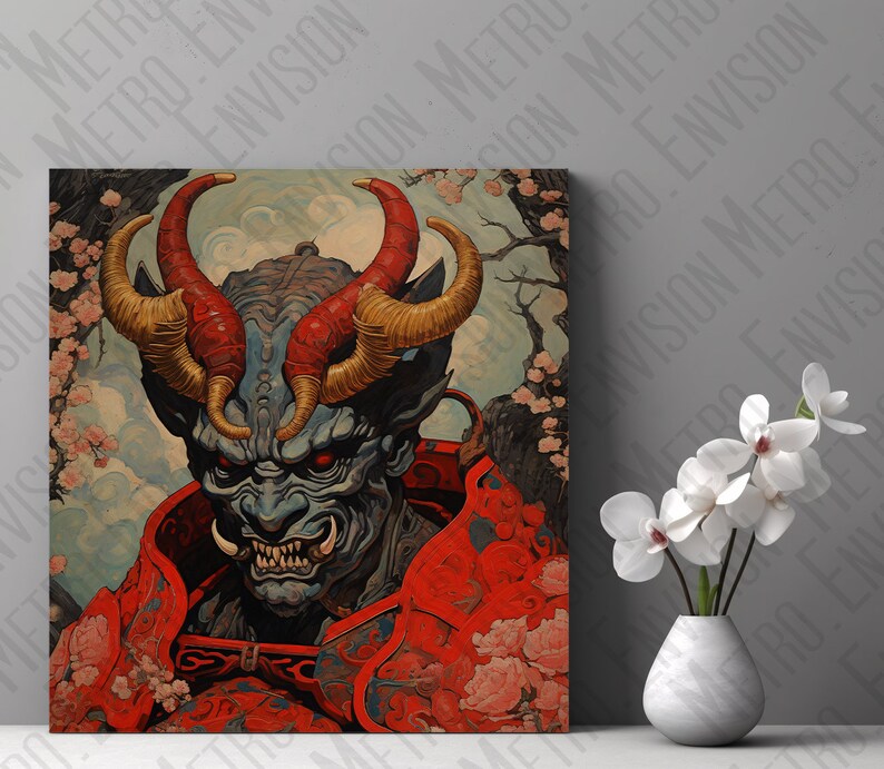 Samurai Demon Oni | PNG | Digital Painting | Japanese Mythical Warrior ...