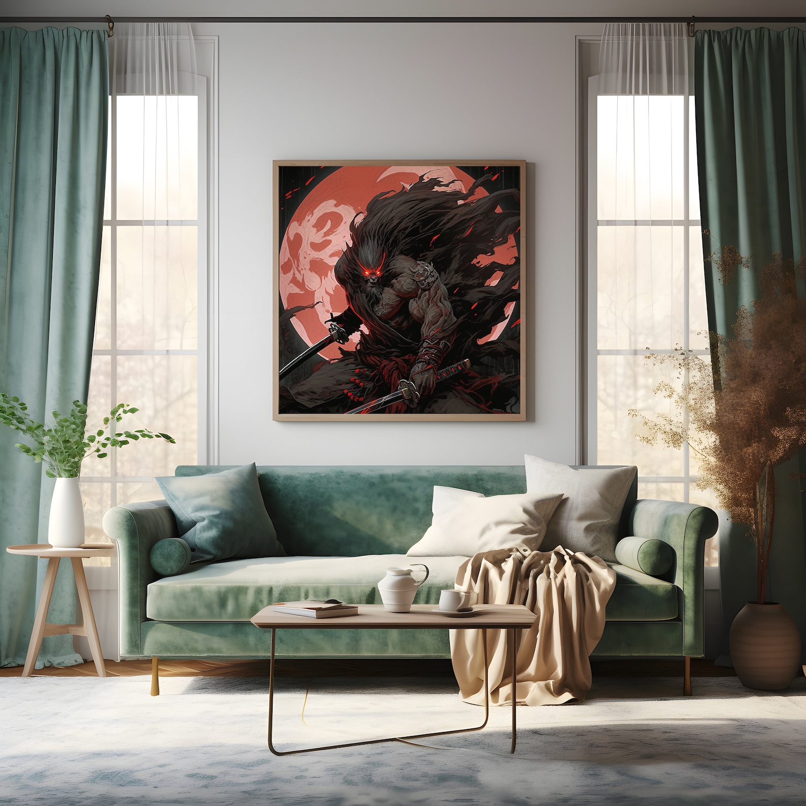 Gritty Horror Comics: Samurai With Sword and Mask in Front of - Etsy