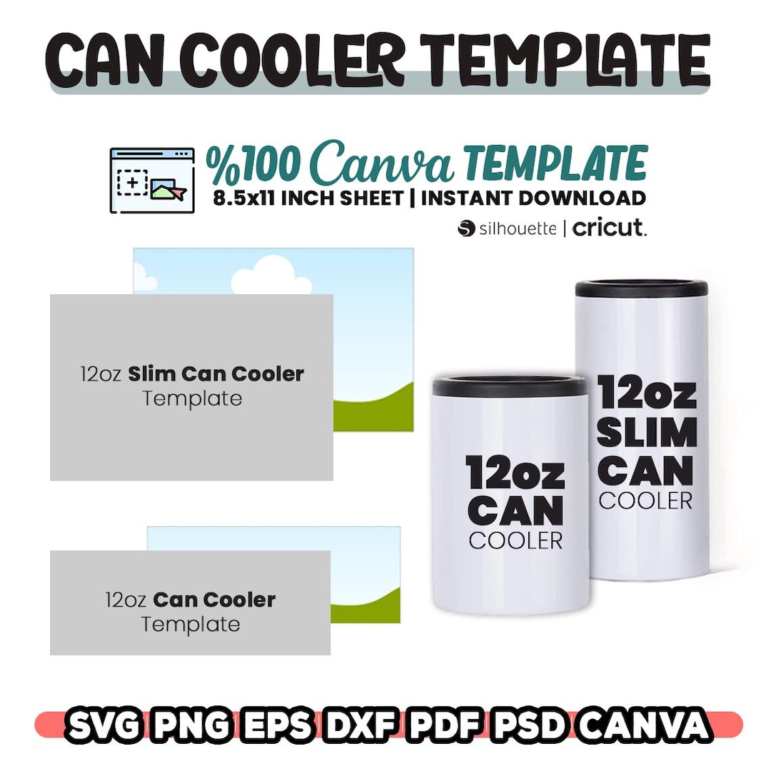 12oz Can Cooler / Slim Can Cooler Template Svg, Sublimation 12oz Can ...