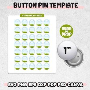 8 Button Pin Template Bundle Svg, Circle Button for Canva, Button Pin ...