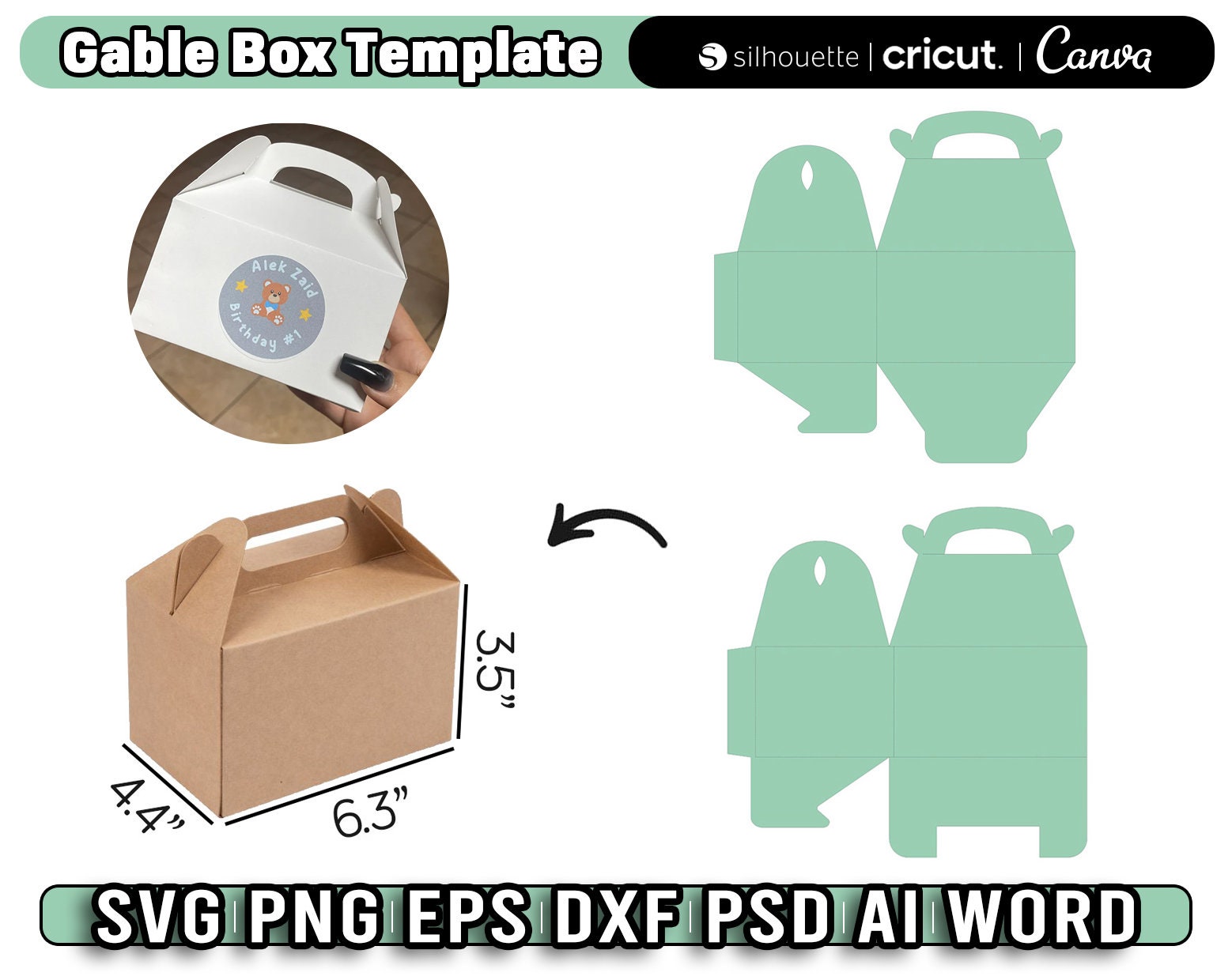 Gable Box Svg Gable Box Template Gift Box Template Svg - Etsy Canada