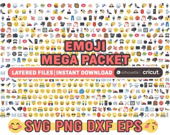 Emoji SVG Mega Bundle - Emoji Clipart Pack - Emoji PNG Files - Vector ...