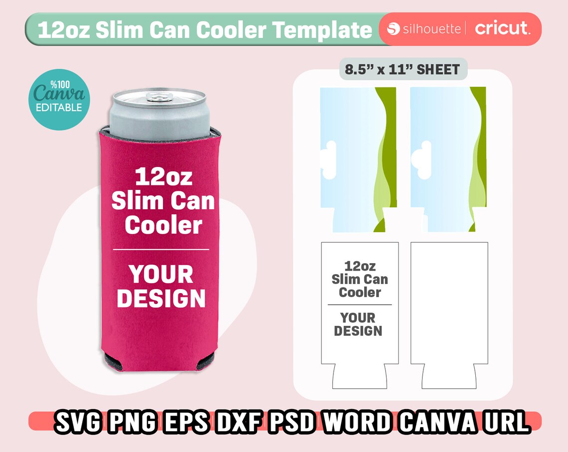 12oz Can Cooler, 12 Oz Slim Can Cooler Template Bundle, 12oz Bottle ...