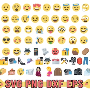 Emoji Svg Packet, Emoji Png Files, Emoji Clipart, Emojis Svg Bundle ...