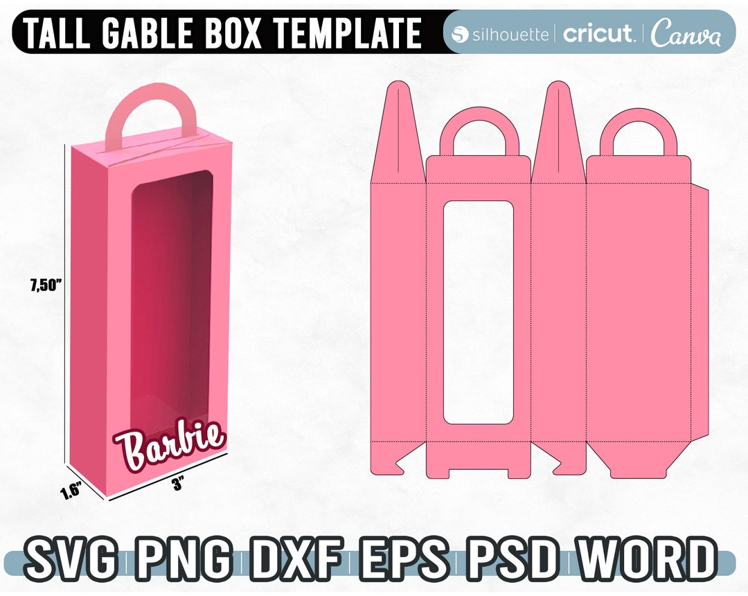 Tall Gable Box Template, Gift Box Template, Favor Box Svg, Doll Box ...