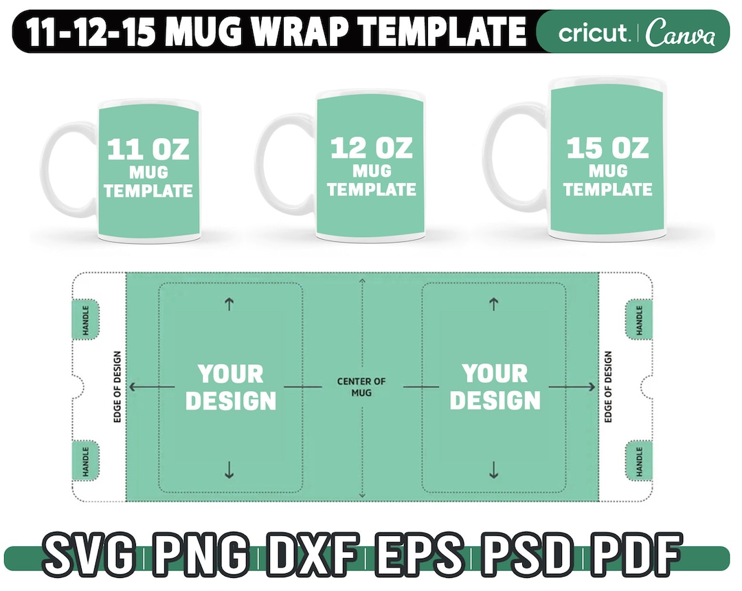 11 12 15 Oz Mug Template Sublimation Template Full Wrap - Etsy