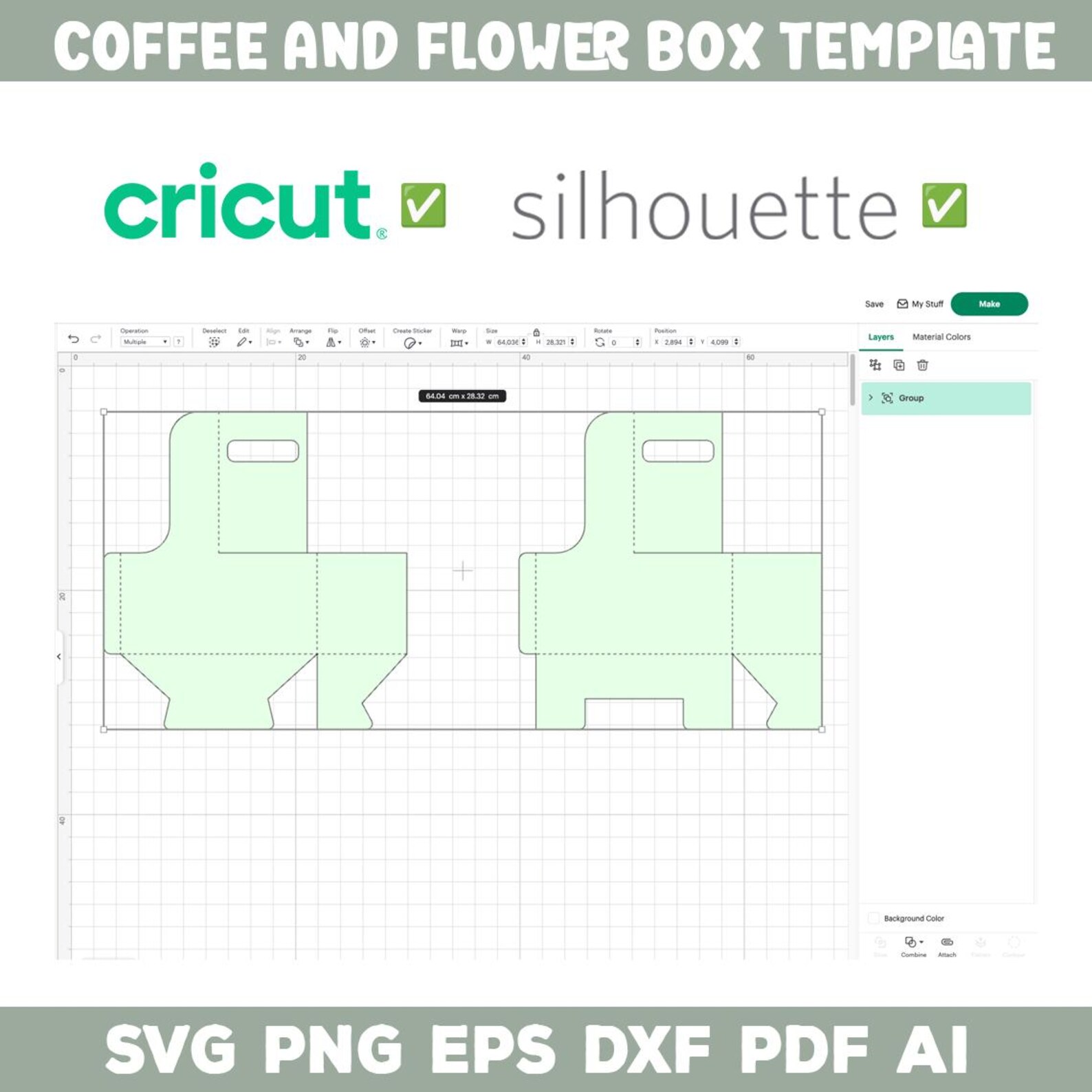 Coffee Flower Box Template, Coffee Gift Box Template, Flower Gift Box ...