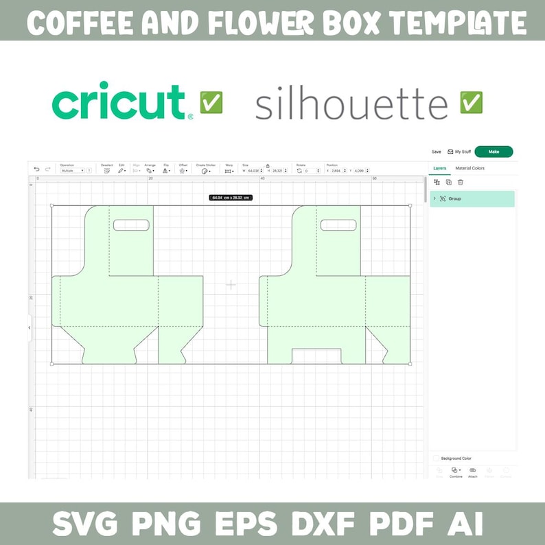 Coffee Flower Box Template, Coffee Gift Box Template, Flower Gift Box ...
