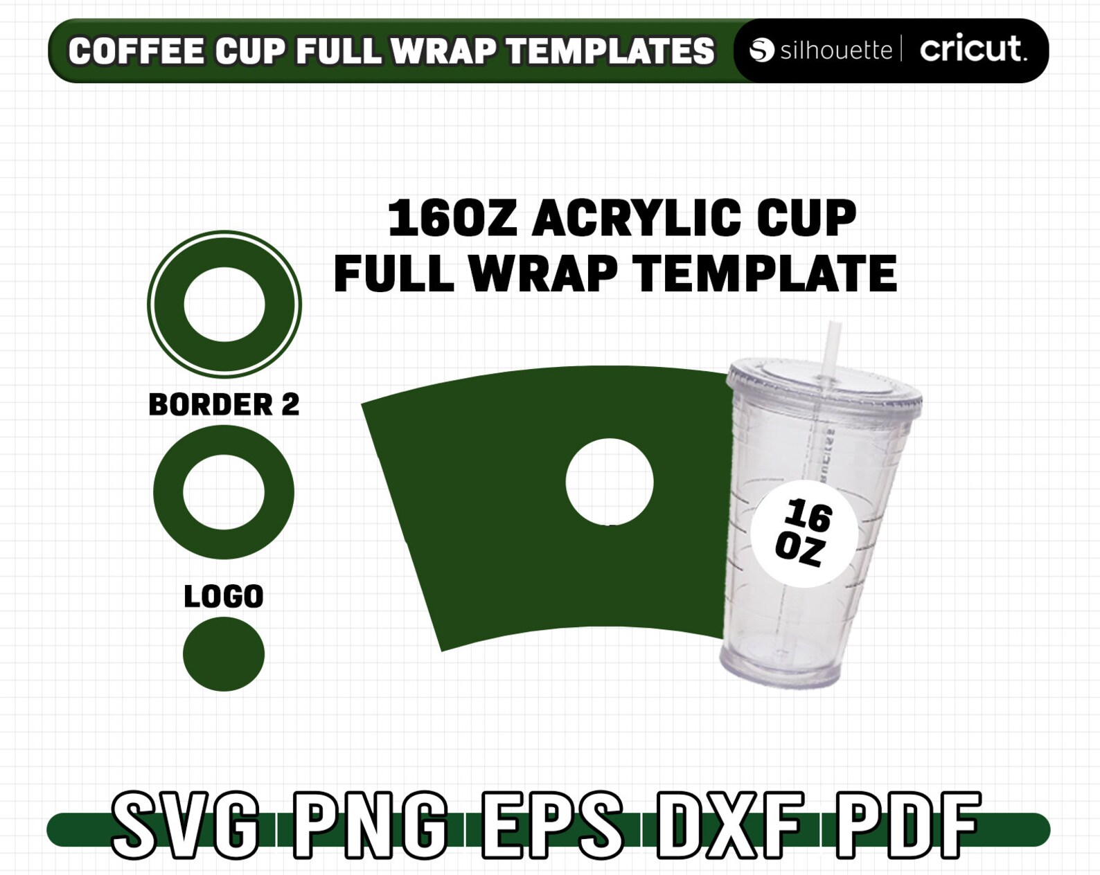 24oz - 16oz Tumbler Template Svg, 24oz Cold / Acrylic Cup Full Wrap ...