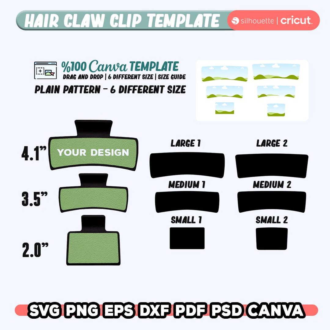 Hair Claw Clip Template Bundle, Hair Clip Template, Leather Hair Claw ...