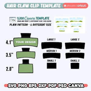 Hair Claw Clip Template Bundle, Hair Clip Template, Leather Hair Claw ...