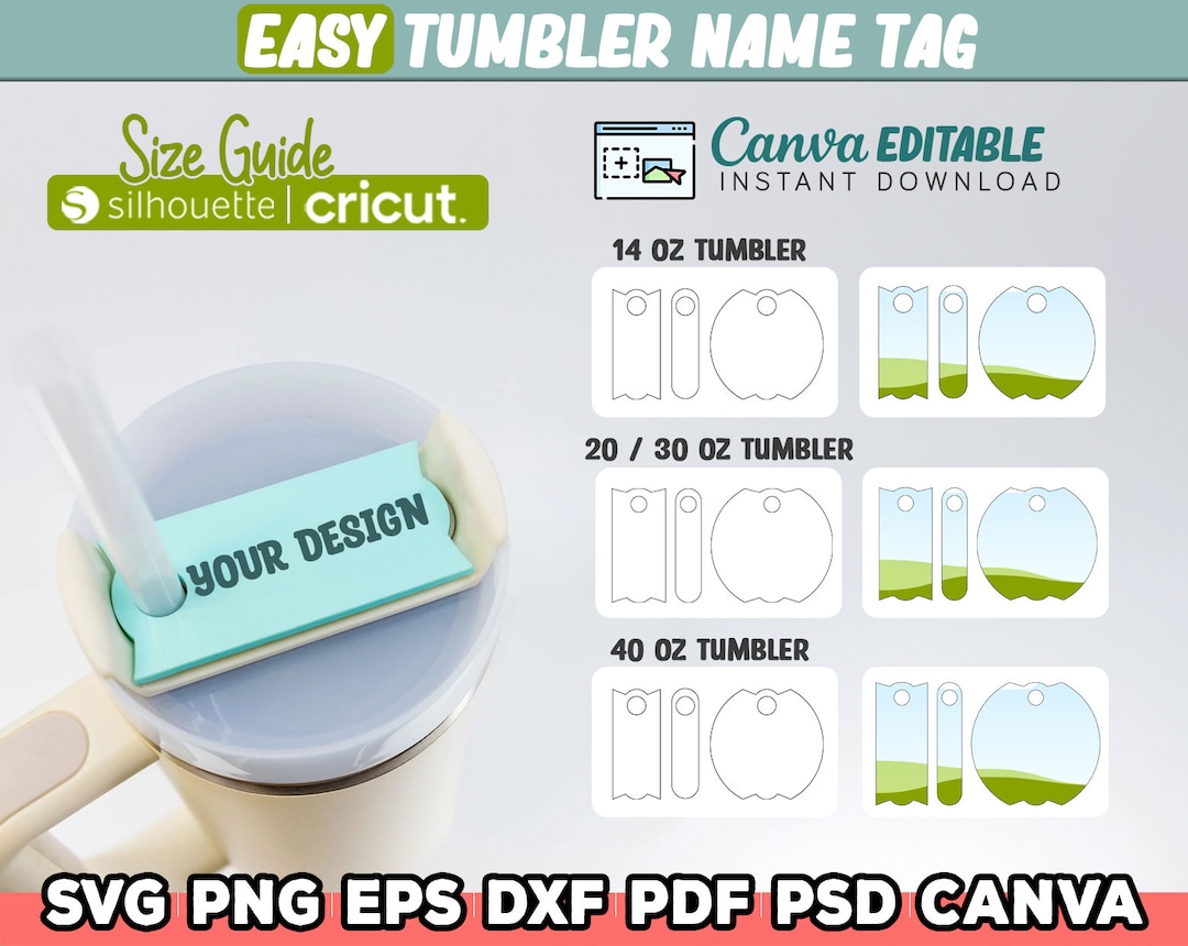 Tumbler Tag Name Svg, 40oz 30oz 20oz 14oz Tumbler Tag Name, Tumbler ...