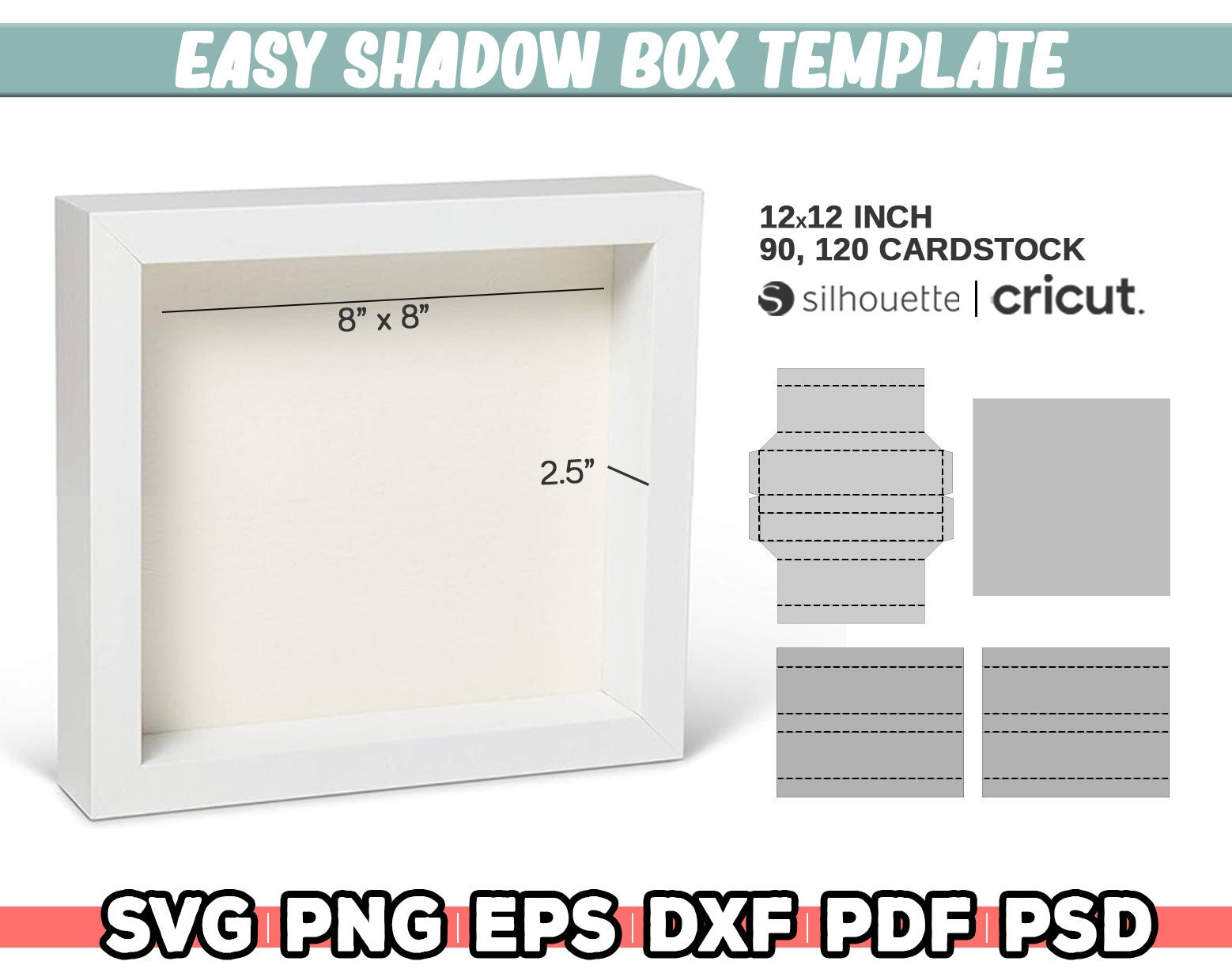 3D Shadow Box Frame, Shadow Box Template, Cricut Shadow Box, Square ...