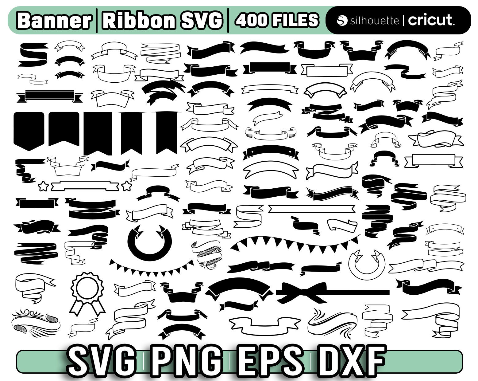 Banner Svg Ribbon Svg Bundle Ribbon Banner Svg Cut Files - Etsy