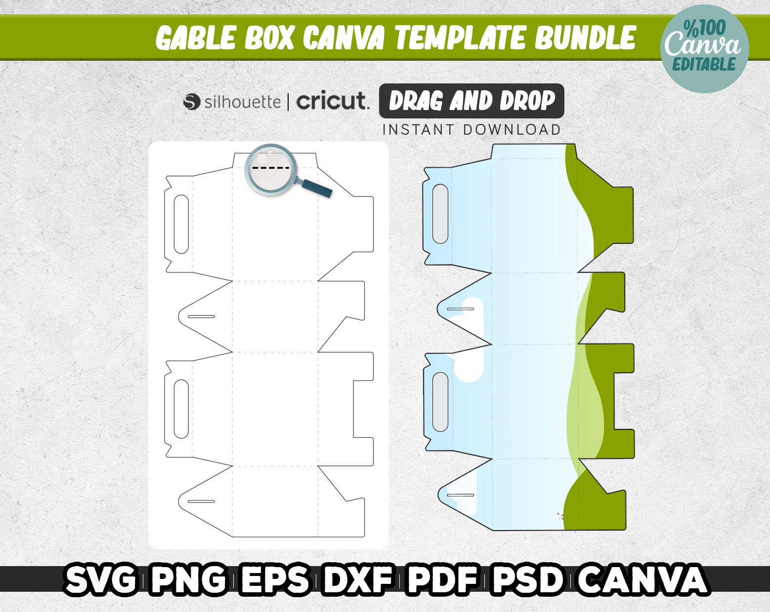 Gable Box Template Canva, Gable Box Svg for Cricut, Gift Box Template ...