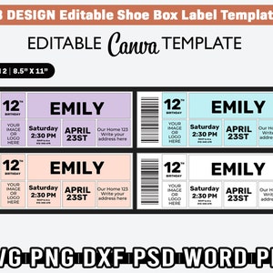 Shoe Box Label Template, Shoe Box Label Svg, Label Editable, Birthday ...
