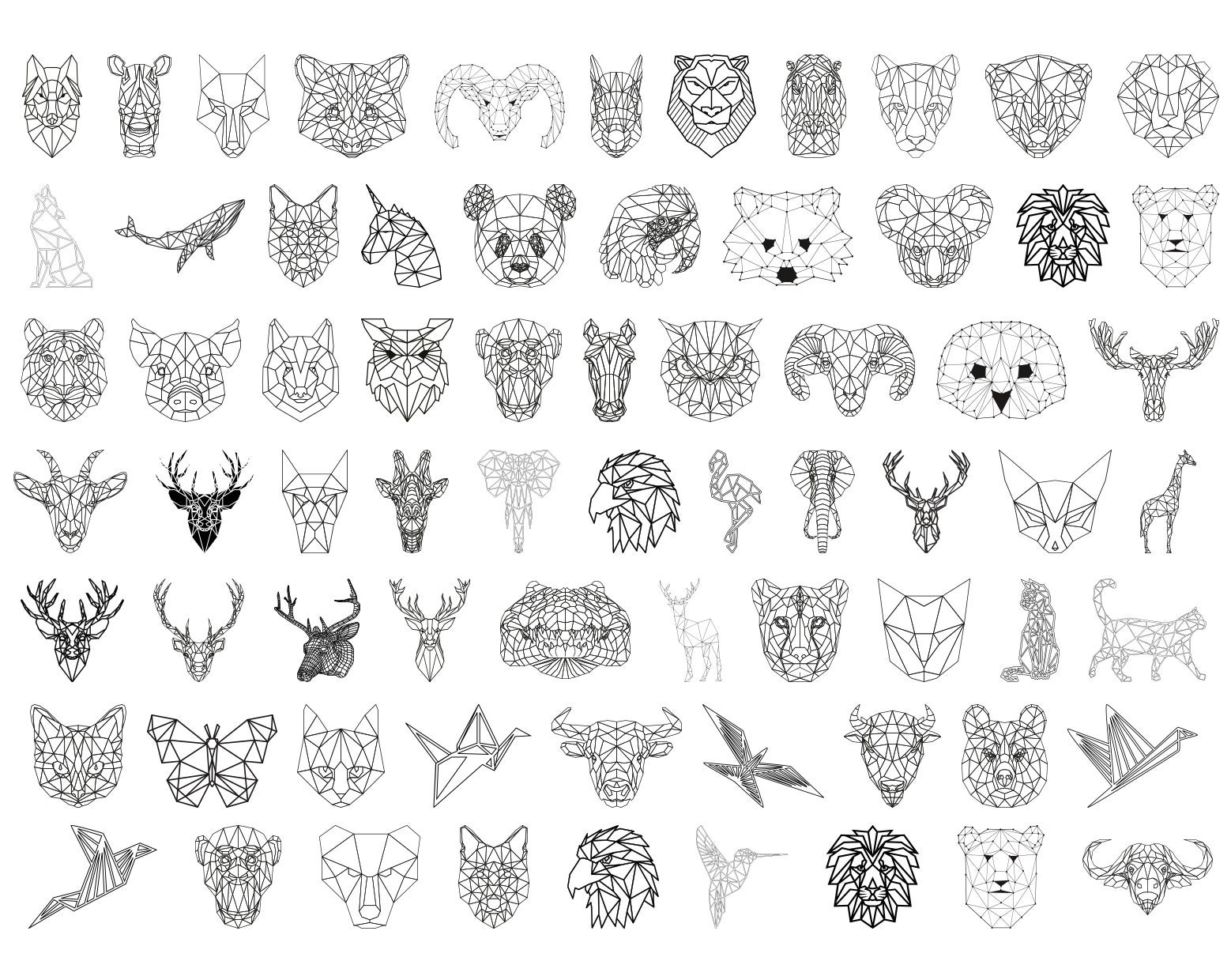 Geometric Svg, Otter Geometric Laser Cut File, Animal Half Geometry Svg ...