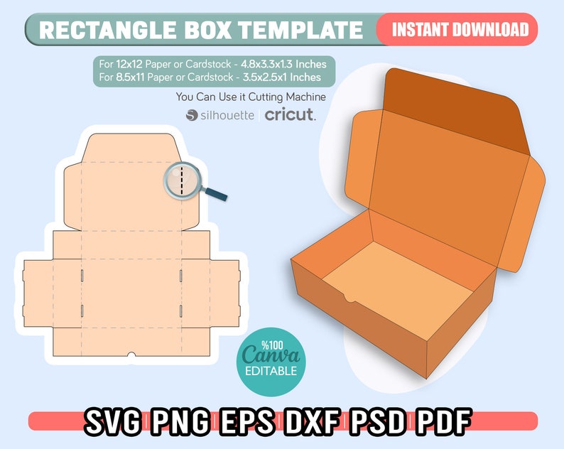 Plantilla de caja rectangular Svg, plantilla de caja de envío ...