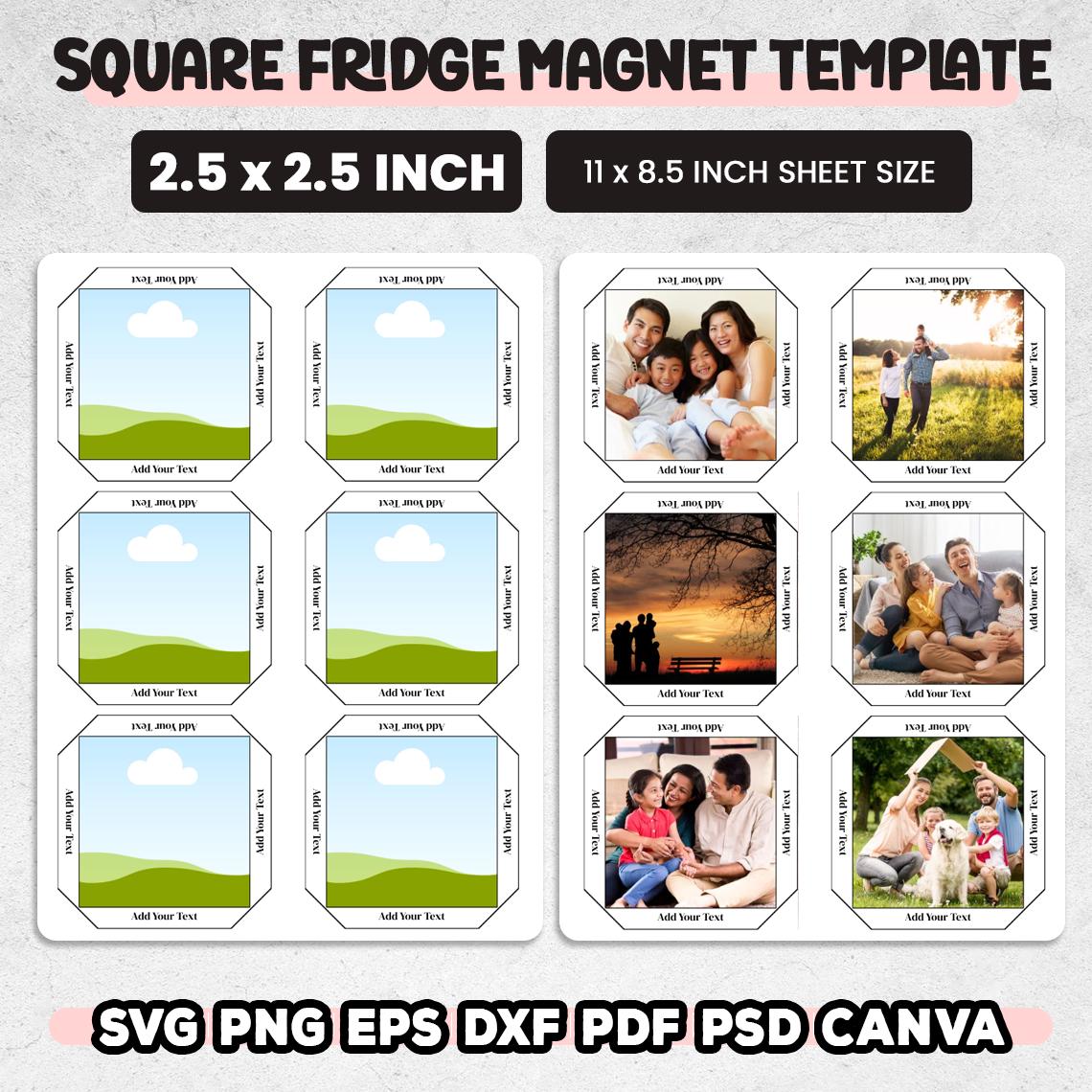 5 Sizes Square Magnet Template, 2x2 - 3 Inch Square Fridge Magnet ...